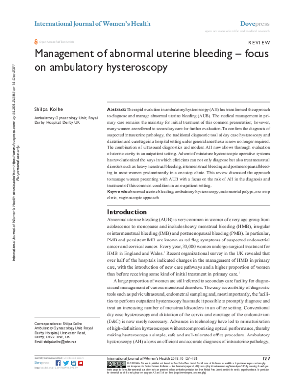 (PDF) Management of abnormal uterine bleeding – focus on ambulatory ...