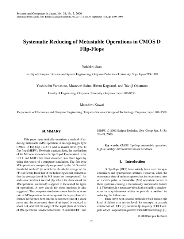 (PDF) Systematic reducing of metastable operations in CMOS D flip-flops ...