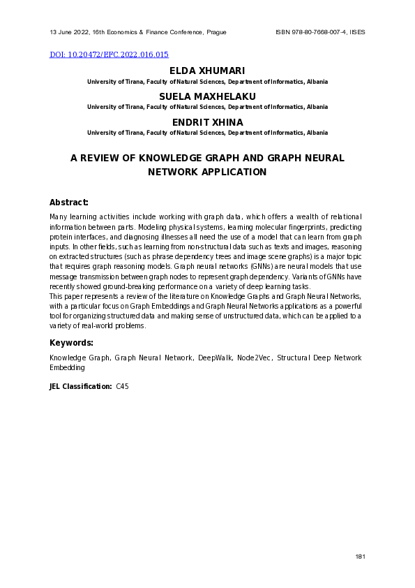 Pdf A Review Of Knowledge Graph And Graph Neural Network Application Endrit Xhina