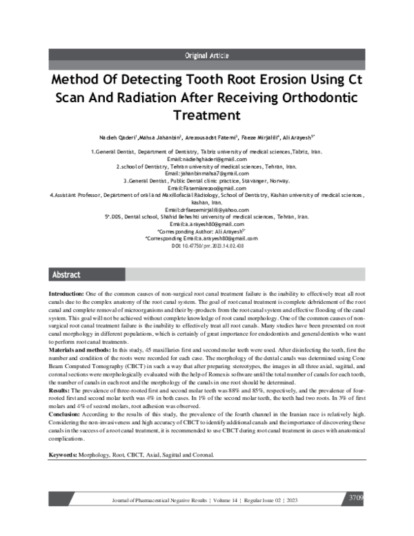 (PDF) Method Of Detecting Tooth Root Erosion Using Ct Scan And Radiation After Receiving ...