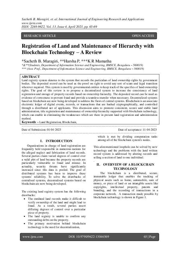 (PDF) Registration of Land and Maintenance of Hierarchy with Blockchain ...