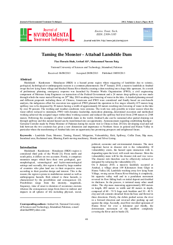 (PDF) Taming the Monster - Attabad Landslide Dam