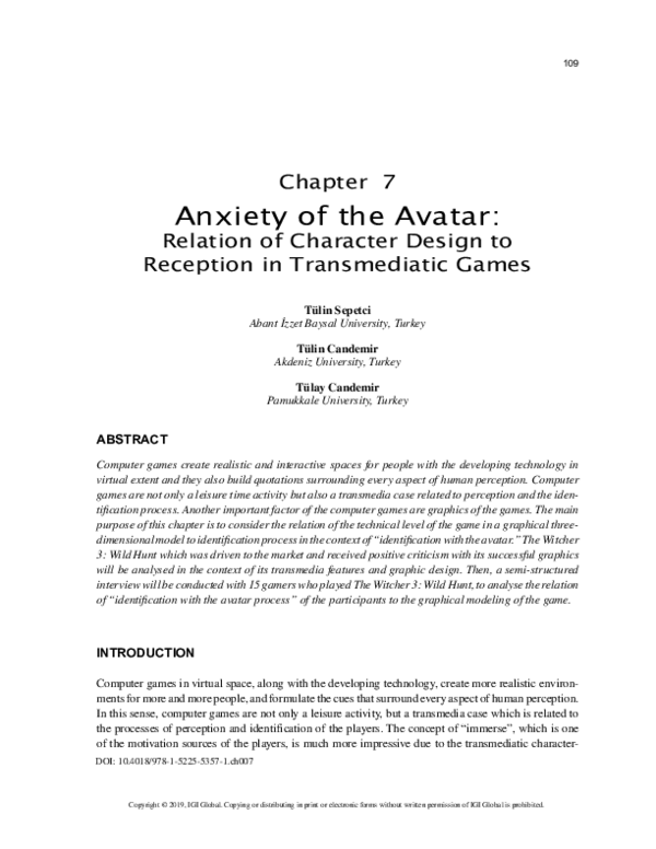 (PDF) Anxiety of the Avatar