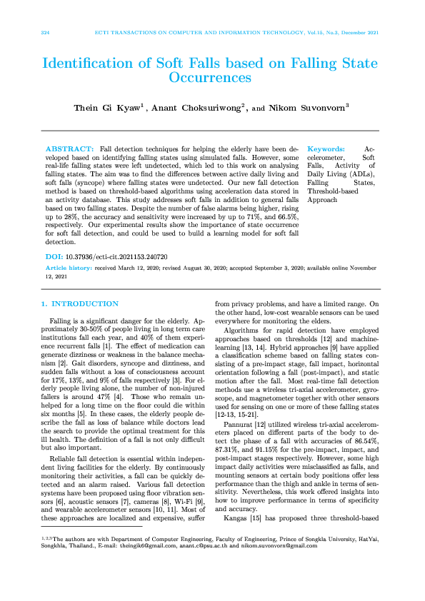 (PDF) Identification of Soft Fall based on Falling State Occurrences