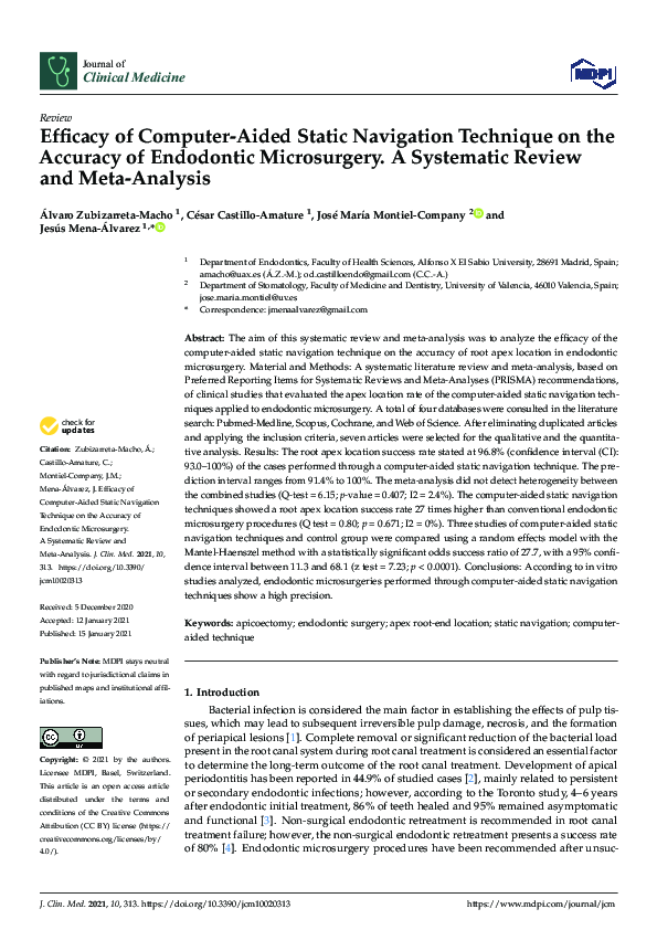 Pdf Efficacy Of Computer Aided Static Navigation Technique On The Accuracy Of Endodontic