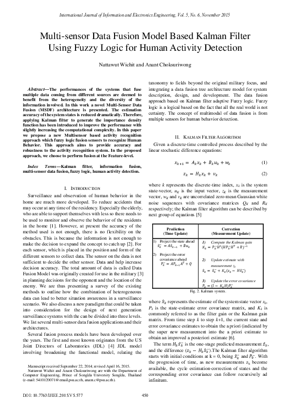 (PDF) Multi-sensor Data Fusion Model Based Kalman Filter Using Fuzzy Logic for Human Activity ...