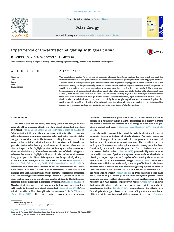 (PDF) Experimental characterization of glazing with glass prisms