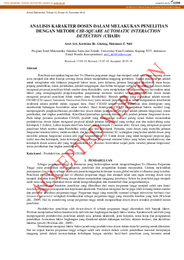 (PDF) Analisis Karakter Dosen Dalam Melakukan Penelitian Dengan Metode Chi-Square Automatic ...