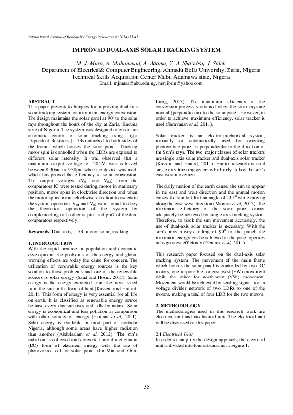 (PDF) Improved Dual-Axis Solar Tracking System