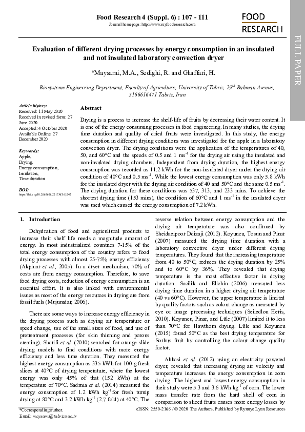 (PDF) Evaluation of different drying processes by energy consumption in an insulated and not ...