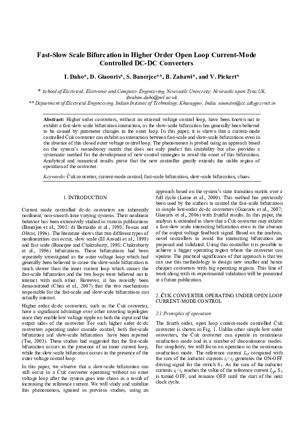(PDF) Fast-Slow Scale Bifurcation in Higher Order Open Loop Current ...