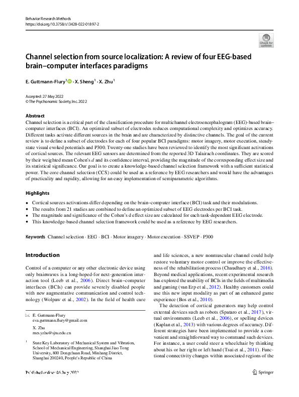 (PDF) Channel selection from source localization - A review of four EEG‑based brain–computer ...