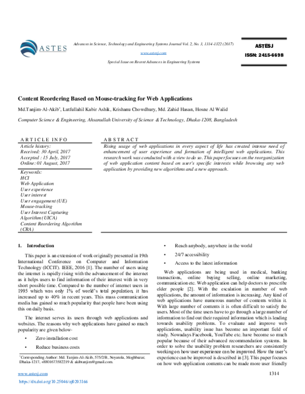 (PDF) Content Reordering Based on Mouse-tracking for Web Applications | zahid alvi - Academia.edu