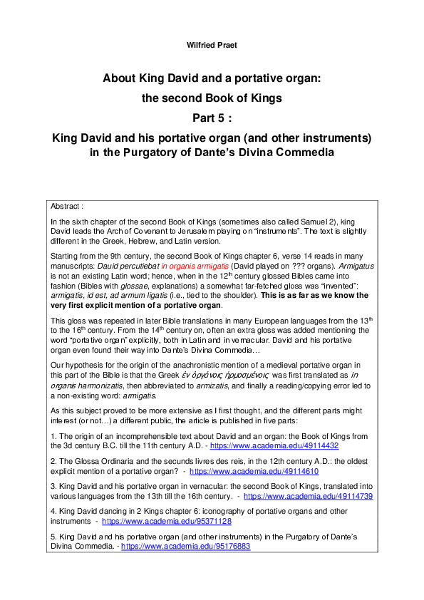 (PDF) About King David dancing with a portative organ in the second ...