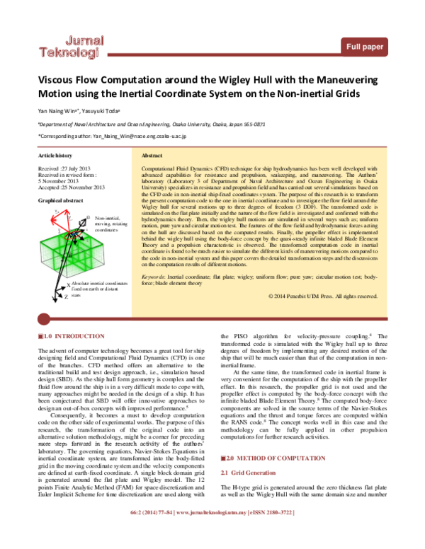 (PDF) Viscous Flow Computation around the Wigley Hull with the Maneuvering Motion using the ...