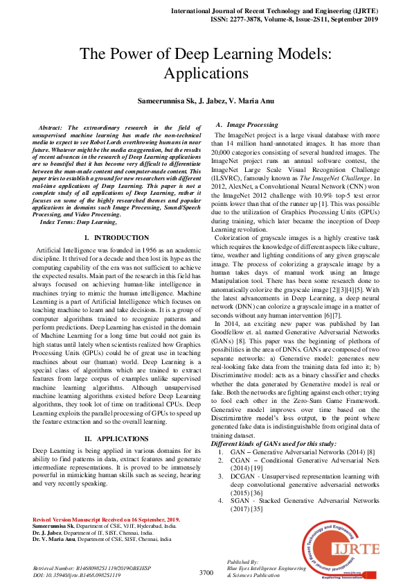 (PDF) The Power of Deep Learning Models