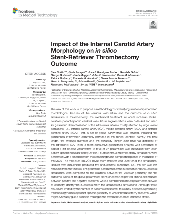 (PDF) Impact of the Internal Carotid Artery Morphology on in silico Stent-Retriever Thrombectomy ...