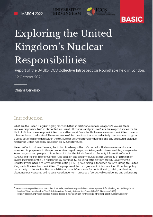 (PDF) Exploring the United Kingdom's Nuclear Responsibilities