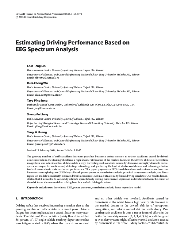 (PDF) Estimating Driving Performance Based on EEG Spectrum Analysis