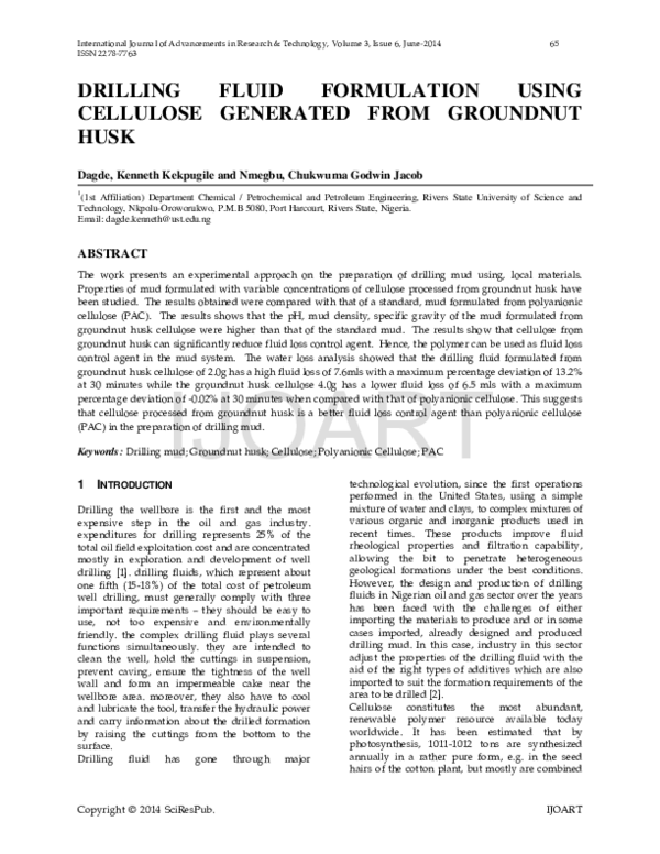 (PDF) Drilling Fluid Formulation Using Cellulose Generated from ...