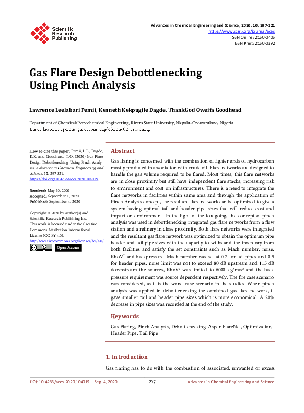 (PDF) Gas Flare Design Debottlenecking Using Pinch Analysis