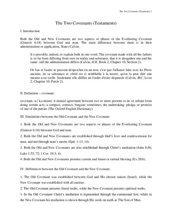 (PDF) The Two Covenants - Testaments Short Paper