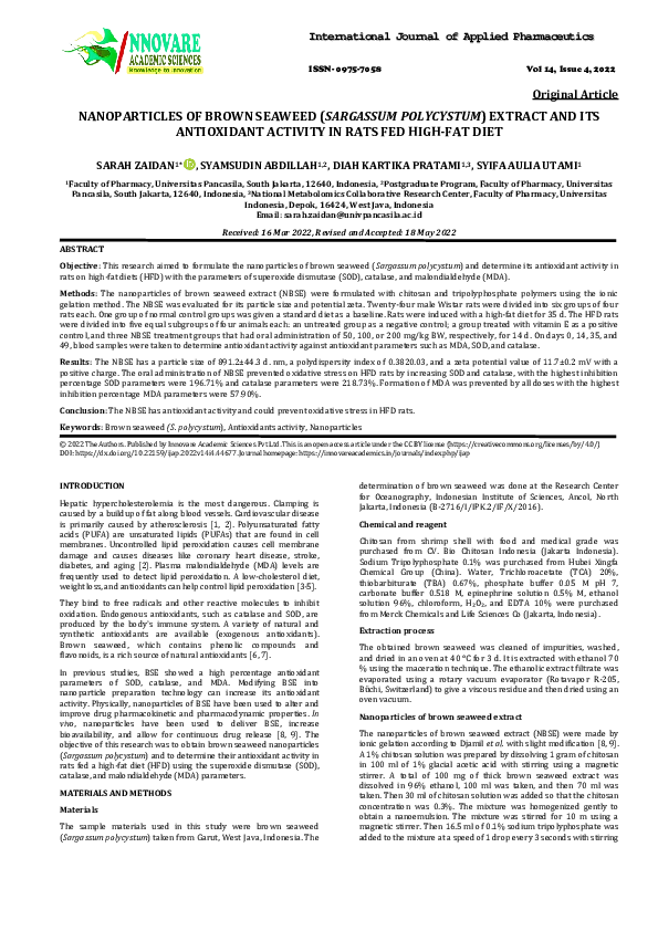 (PDF) NANOPARTICLES OF BROWN SEAWEED (SARGASSUM POLYCYSTUM) EXTRACT AND ITS ANTIOXIDANT ACTIVITY ...