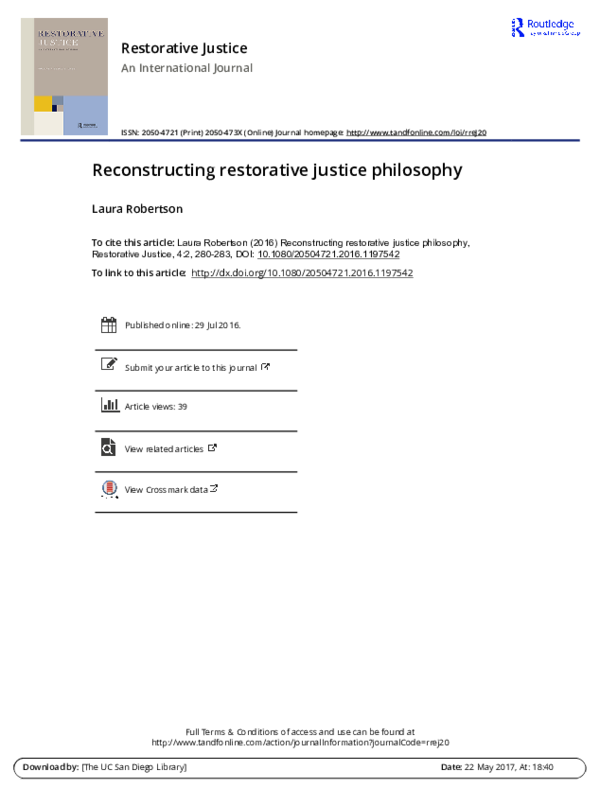 (PDF) Reconstructing restorative justice philosophy