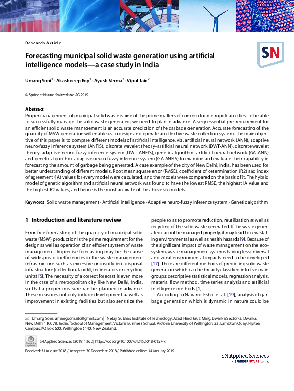 (PDF) Forecasting municipal solid waste generation in a fast-growing ...