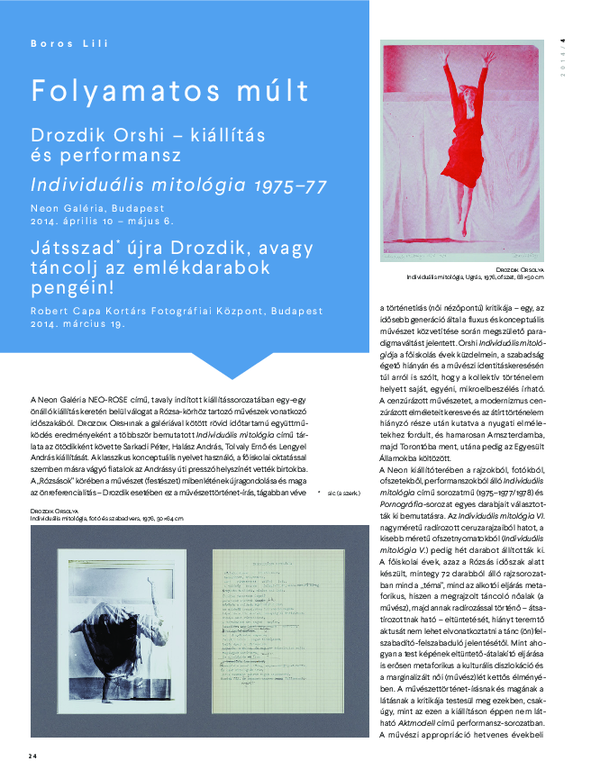 (PDF) Folyamatos múlt. Balkon 2014/4.