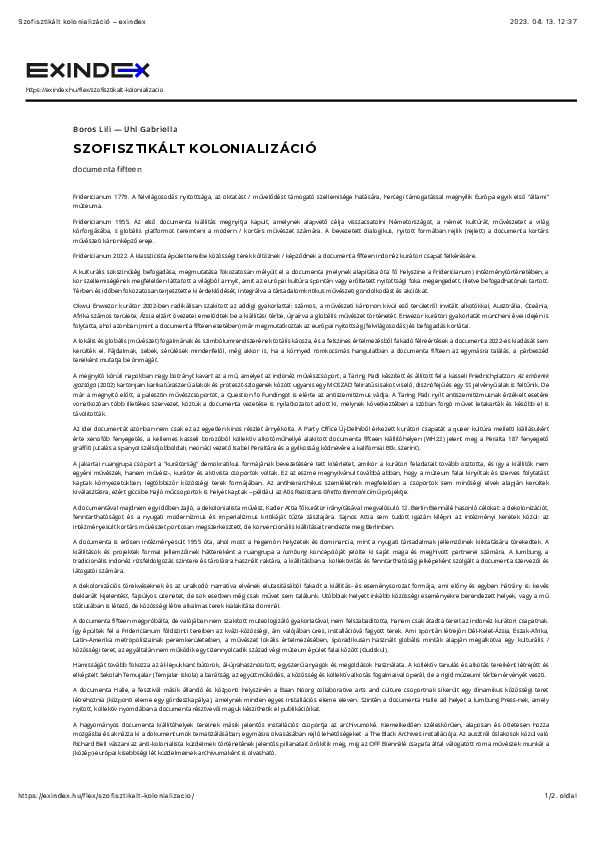 (PDF) Szofisztikált kolonializáció – exindex