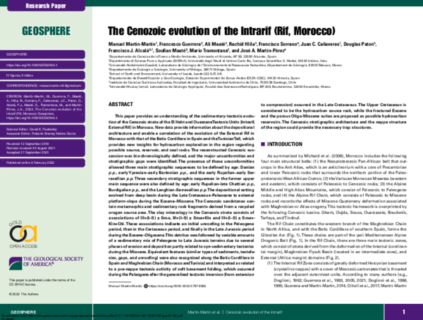 (PDF) The Cenozoic evolution of the Intrarif (Rif, Morocco)