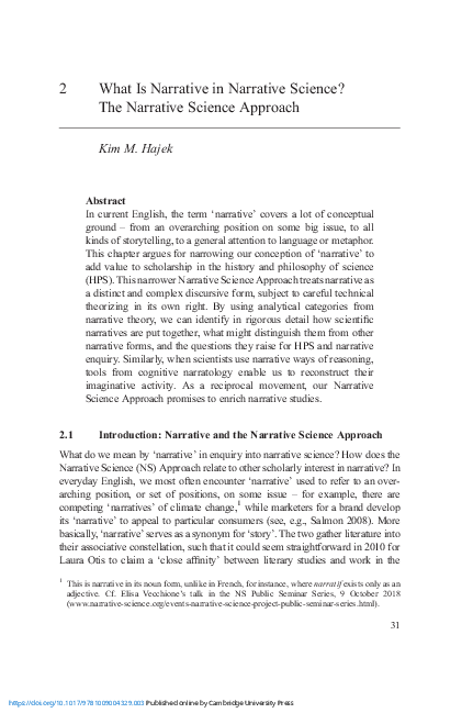 (PDF) What Is Narrative in Narrative Science? The Narrative Science ...
