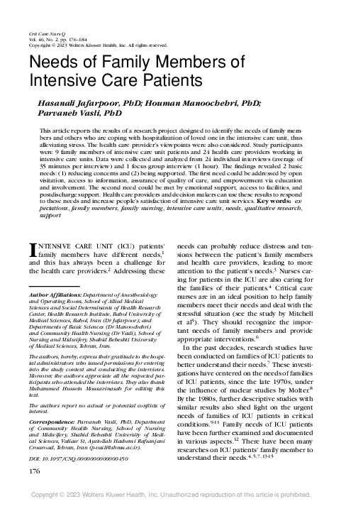 (PDF) Needs of Family Members of Intensive Care Patients