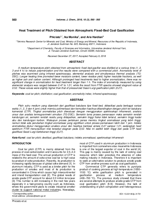 (PDF) Heat Treatment of Pitch Obtained from Atmospheric Fixed-Bed Coal ...