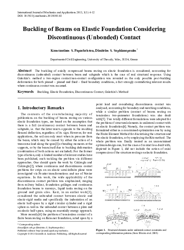 (PDF) Thermal Buckling of Beams on Elastic Foundation