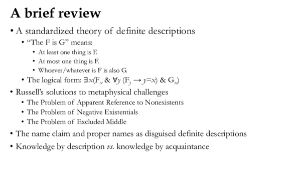 (PDF) 2023.04.13 Slides for Russell on Definite Descriptions 03; Searle ...