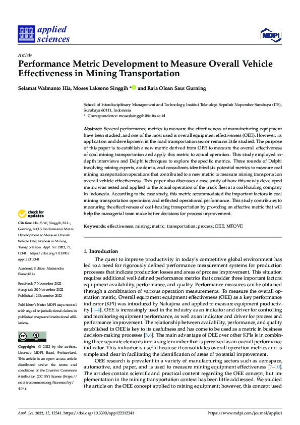 (PDF) Performance Metric Development to Measure Overall Vehicle ...