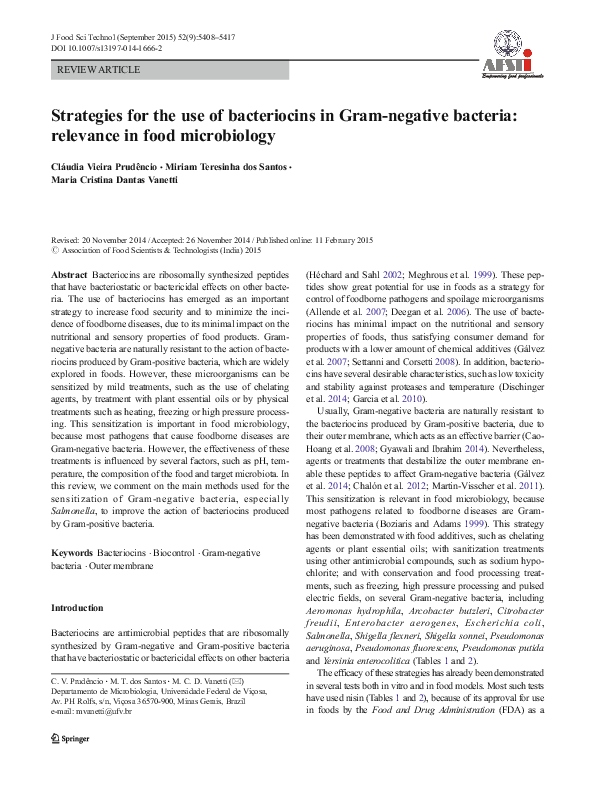 (PDF) Strategies for the use of bacteriocins in Gram-negative bacteria ...