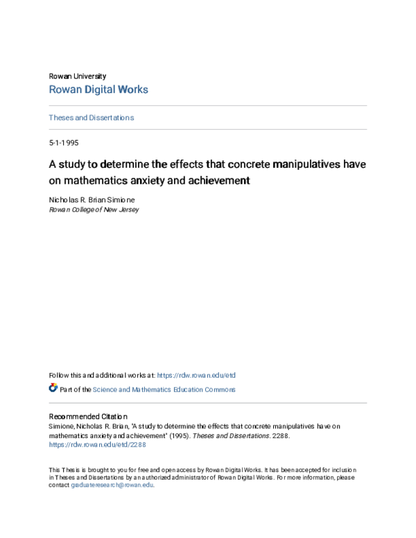 (PDF) A study to determine the effects that concrete manipulatives have ...