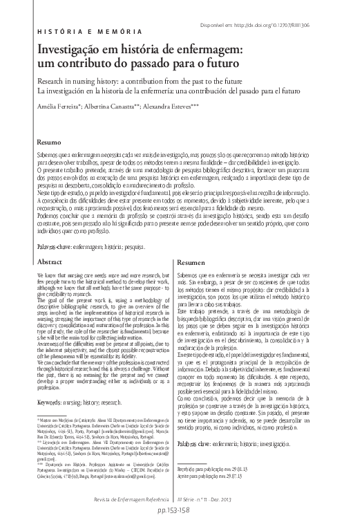 (PDF) Investigação em história de enfermagem: um contributo do passado ...