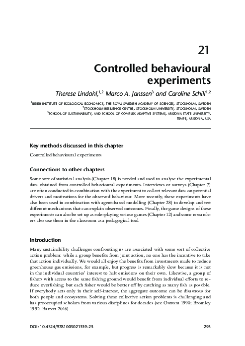 (PDF) Controlled behavioural experiments