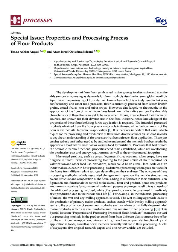 (PDF) Special Issue: Properties and Processing Process of Flour Products