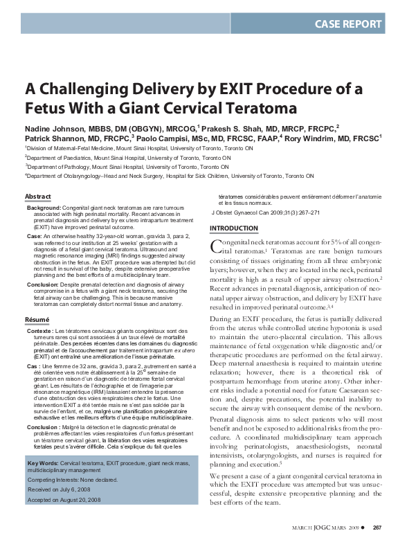 (PDF) A Challenging Delivery by EXIT Procedure of a Fetus With a Giant ...