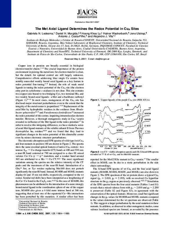 (PDF) Axial Met Ligand's Role in CuA Redox Potential