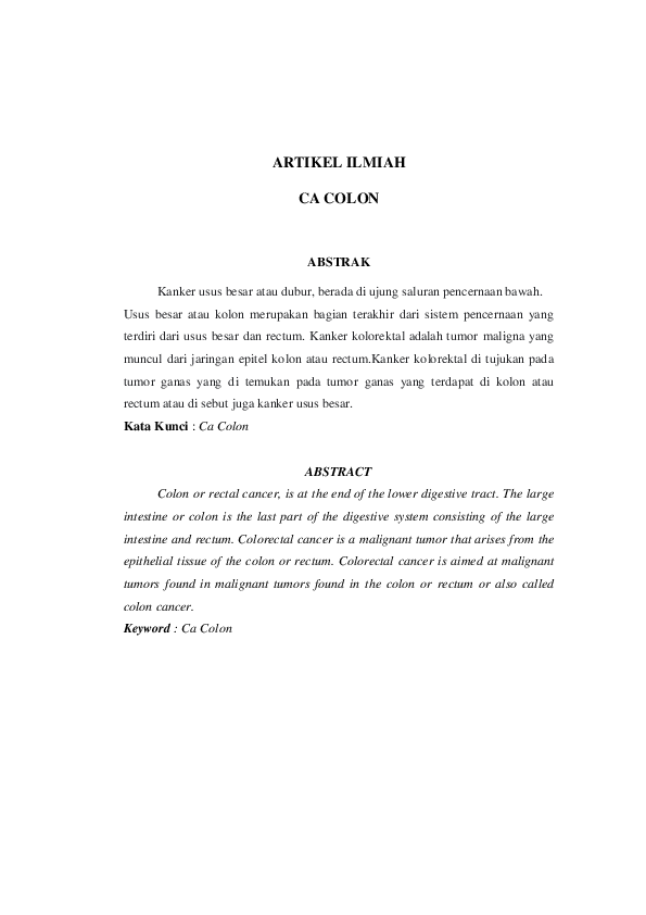 (PDF) ARTIKEL ILMIAH CA COLON