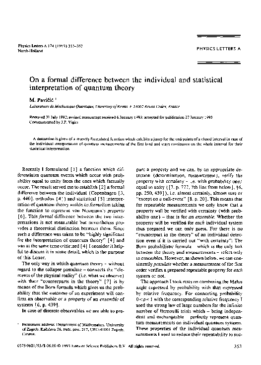 (PDF) On a formal difference between the individual and statistical ...