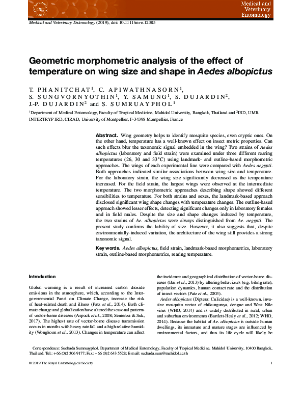 (PDF) Geometric morphometric analysis of the effect of temperature on ...