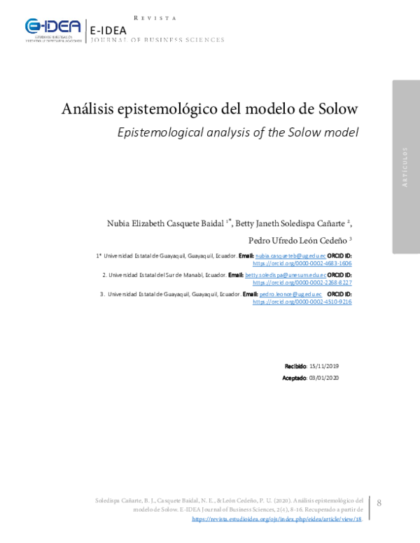 (PDF) Análisis epistemológico del modelo de Solow