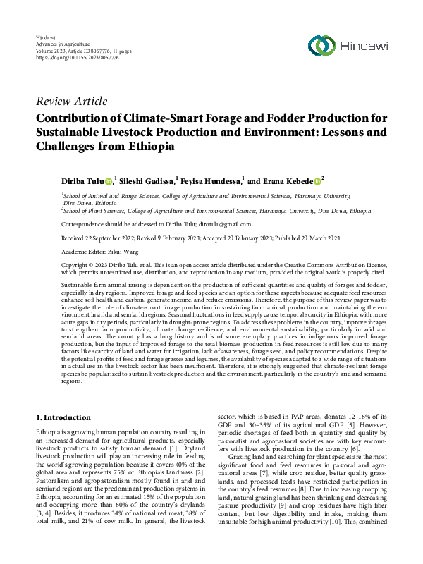 (PDF) Contribution of Climate-Smart Forage and Fodder Production for Sustainable Livestock ...